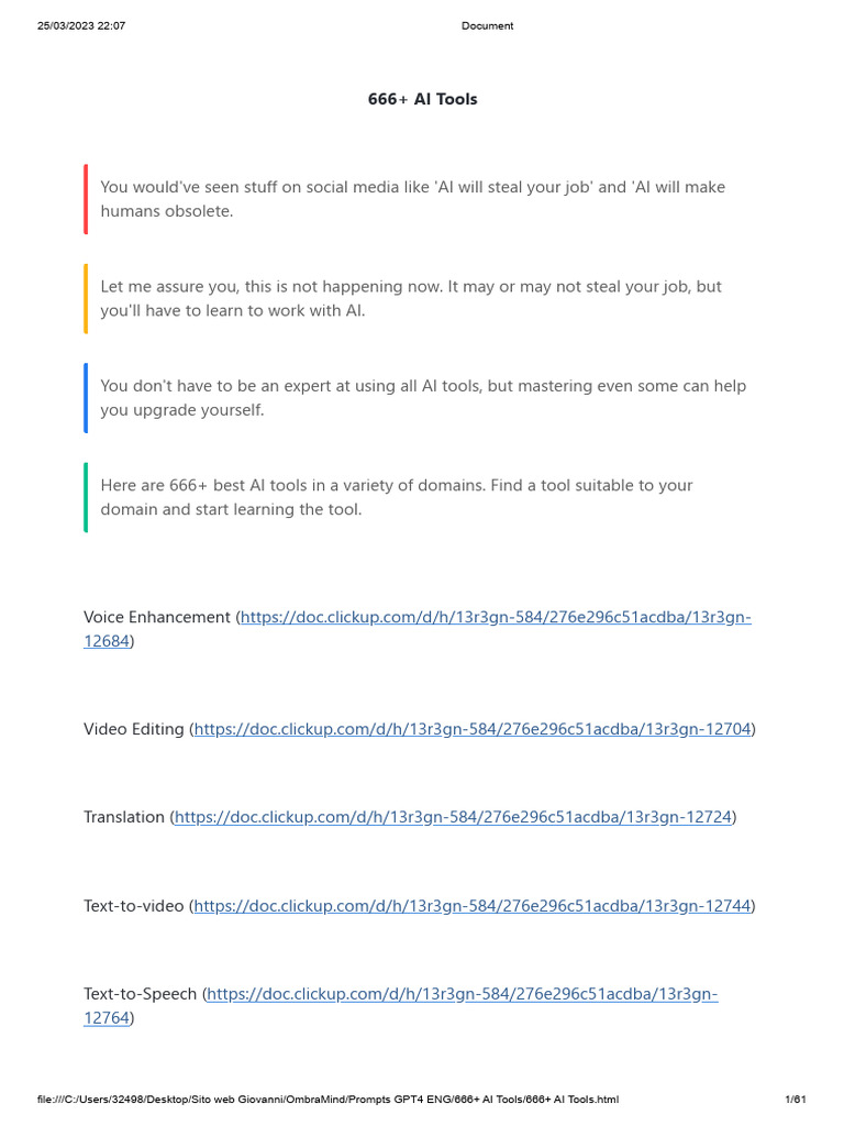 666+ AI Tools ENG | PDF | Speech Synthesis | Artificial Intelligence