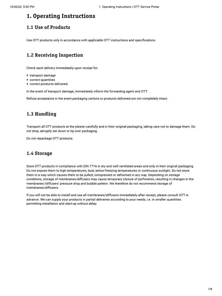 Operating Instructions - OTT Service Portal | PDF | Membrane | Water