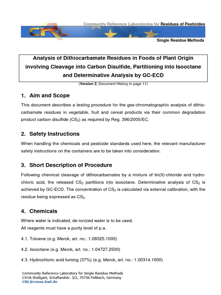 Meth DithiocarbamatesCs2 EurlSrm | PDF | Gas Chromatography