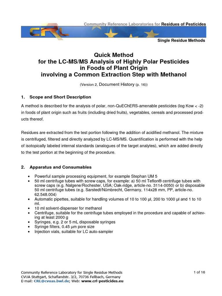 Norme Pour L'analyse Du Fosetyl-Al Et D'autres Pesticides Par LC-MS | PDF | Liquid ...
