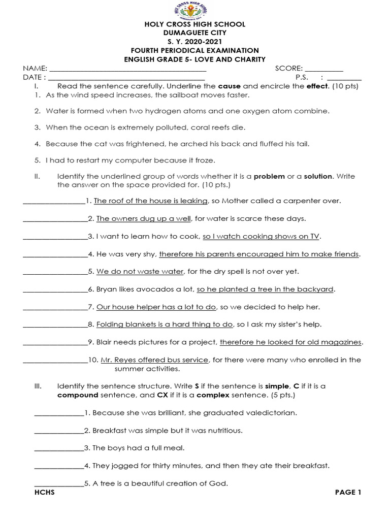 4thperiodic Exam-Eng5 | PDF | Lightning | Color