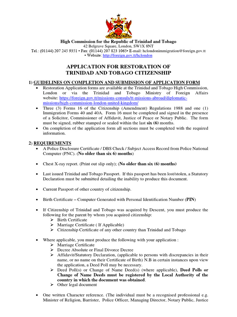 Application for Citizenship Restoration | PDF | Notary Public | Affidavit