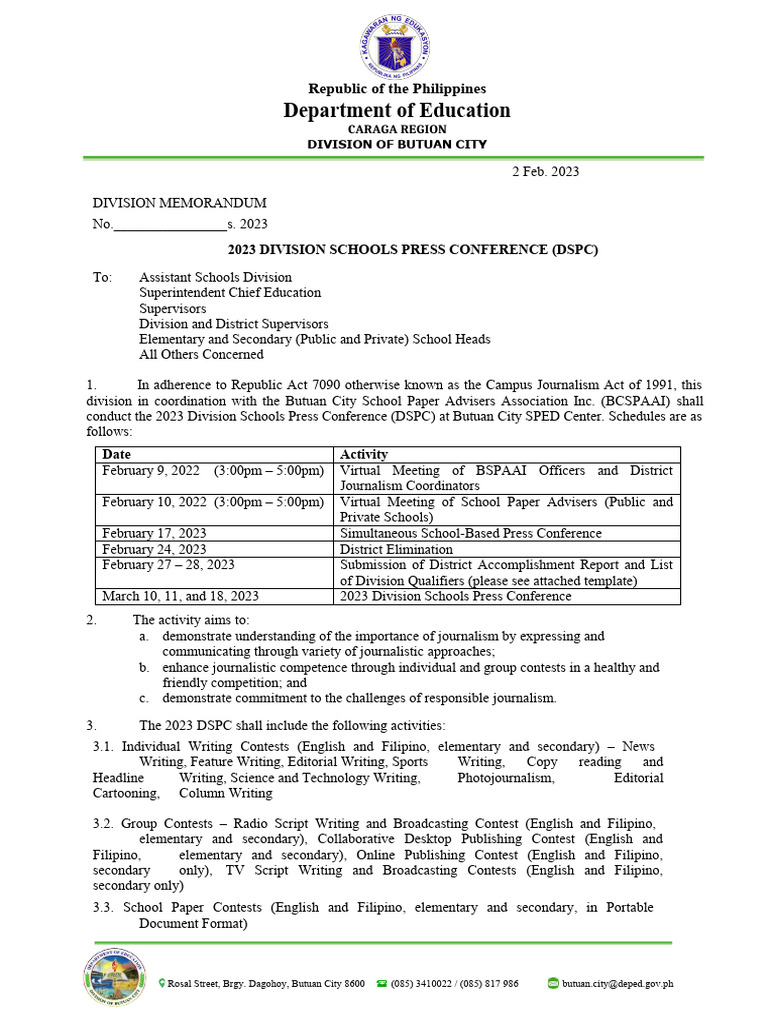 Memo Dspc 2023 Pdf Journalism Human Communication
