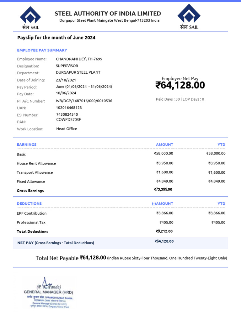 Payslip - TH-7699 - June - 2024-1 3 | PDF