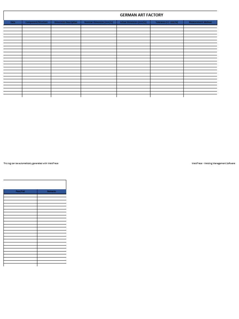 Dimensional Control Log Book | PDF