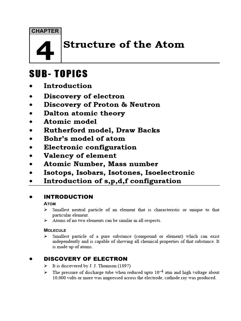 04 - Structure of Atoms | PDF | Atoms | Electron