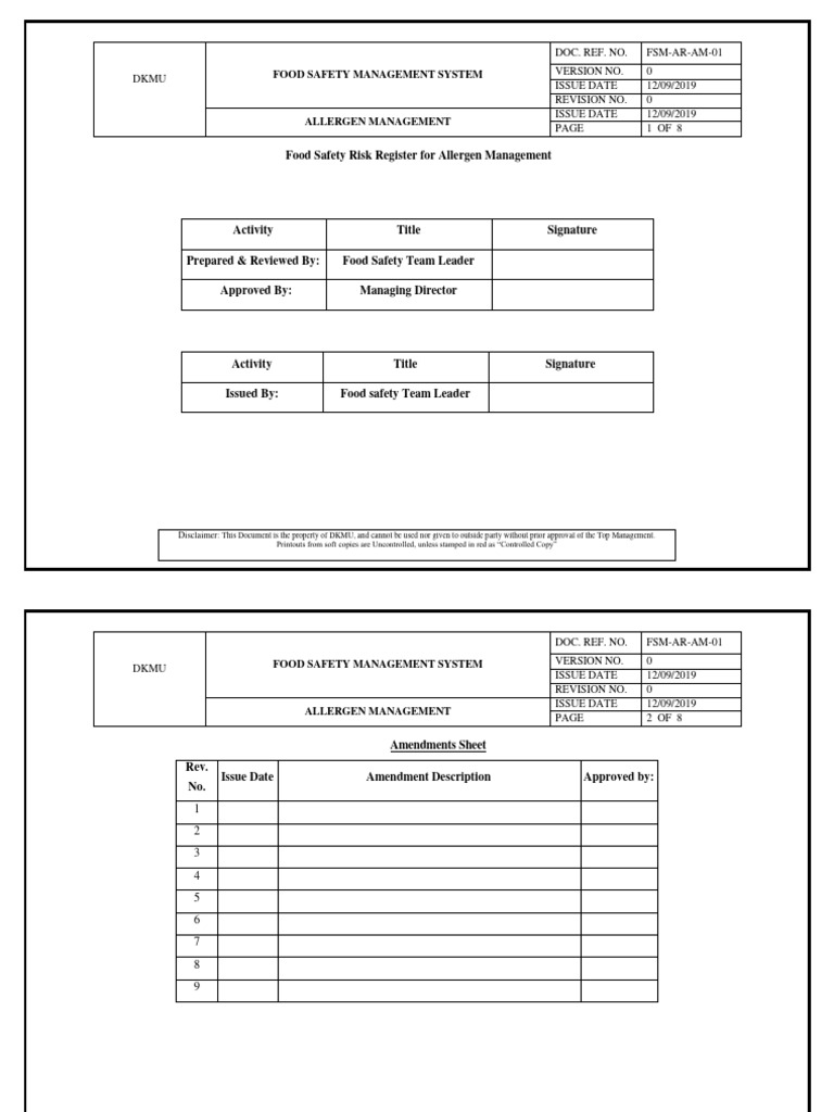 Allergen Management | PDF | Risk | Hazards Allergen Management | PDF | Risk | Hazards