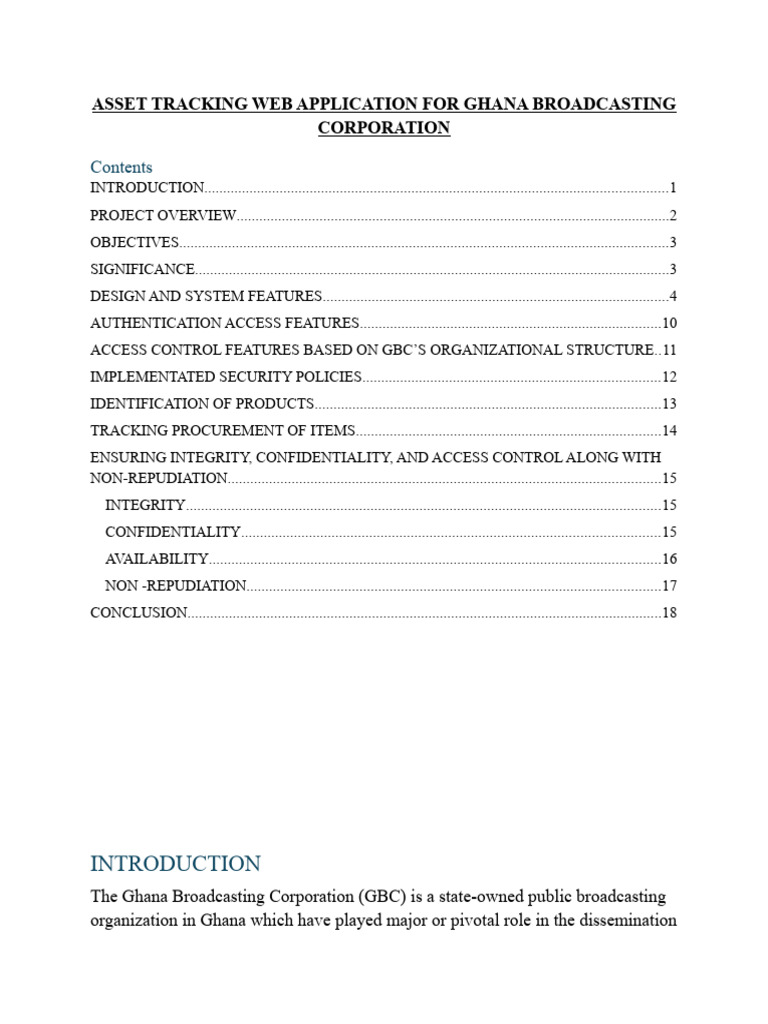 Asset Tracking Web Application For Ghana Broadcasting Corporation | PDF ...