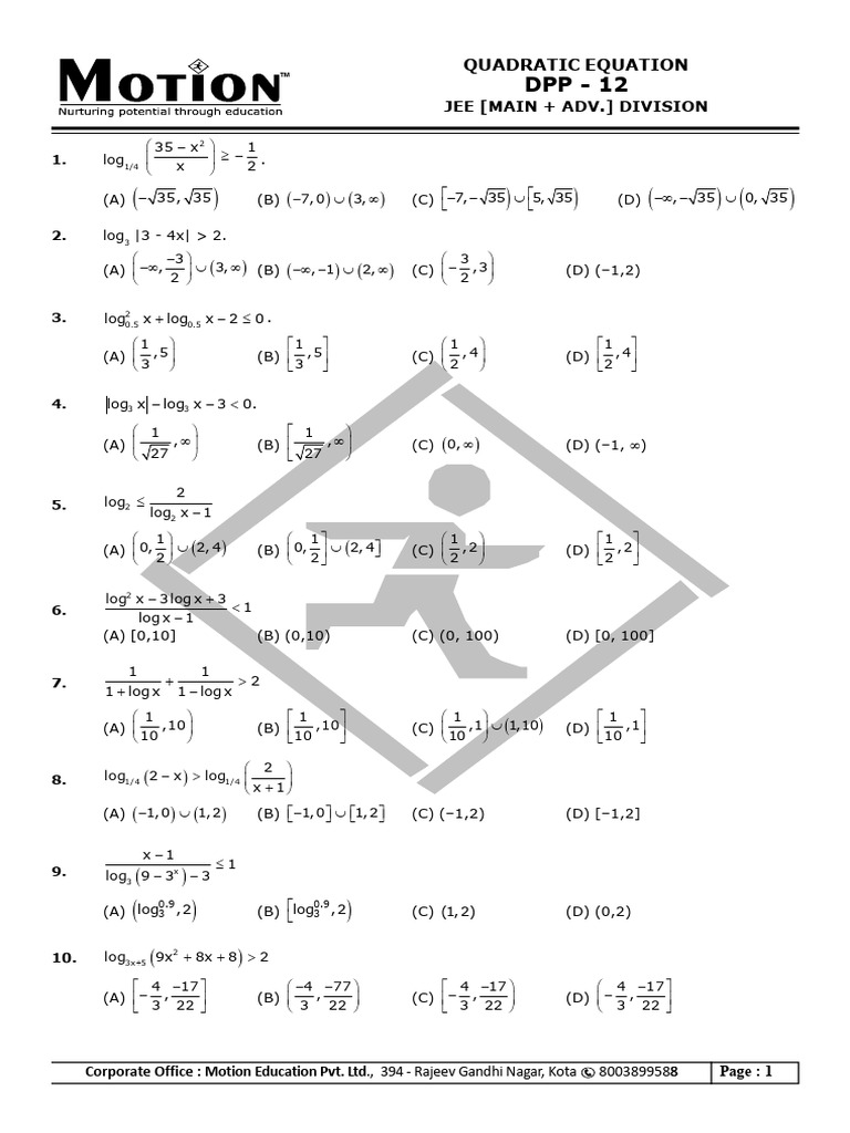 QuadraticEquation DPP-12 Question JEE @GB Sir | PDF