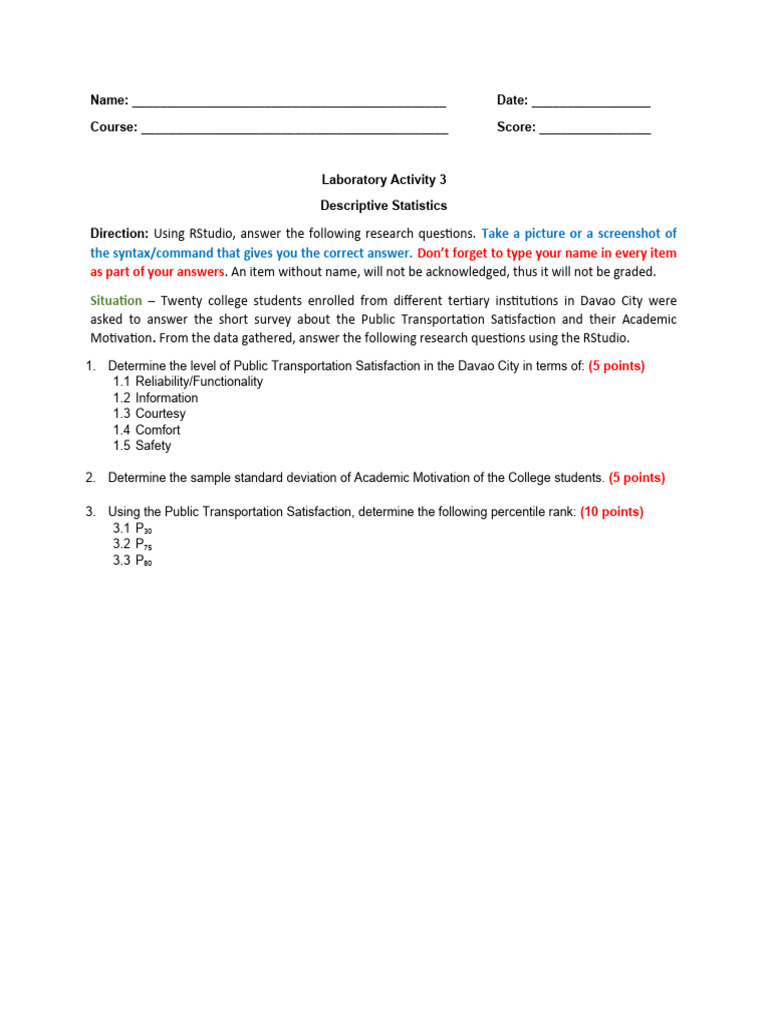 MTH 103L - Lab Activity 3 - Questions | PDF | Career & Growth | Business