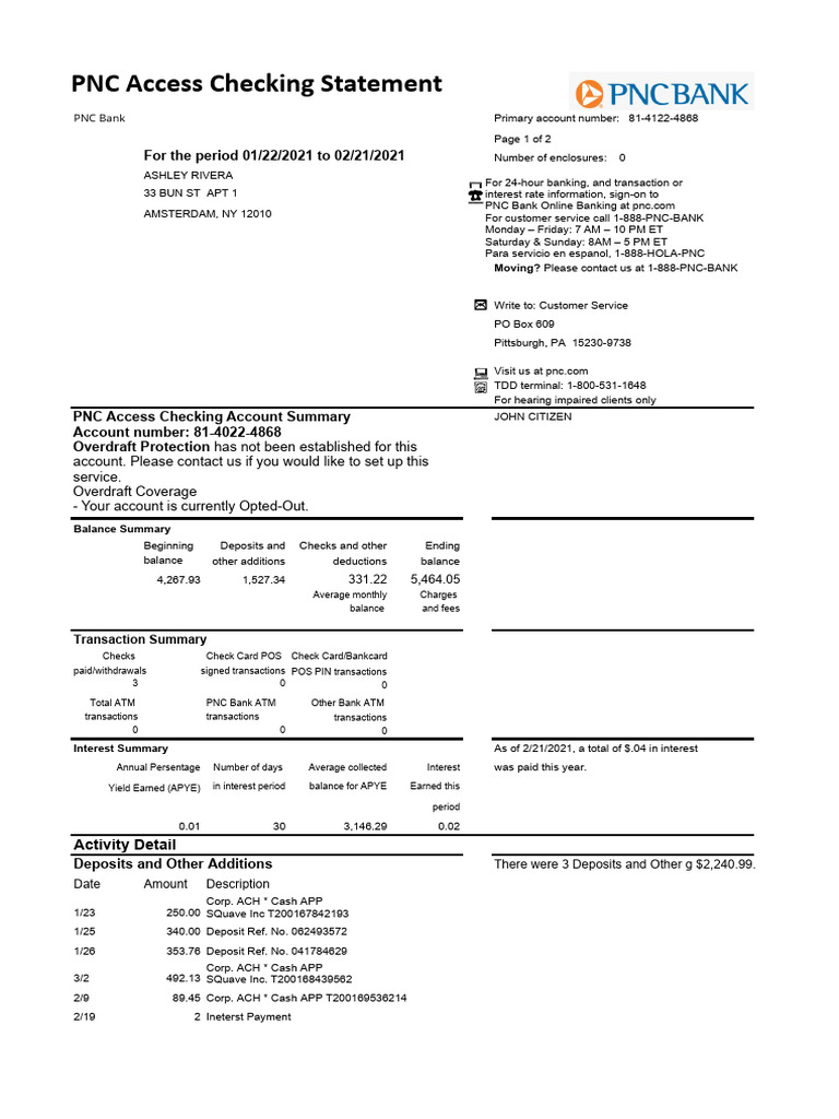 USA PNC 2 Pages | PDF | Cheque | Personal Finance
