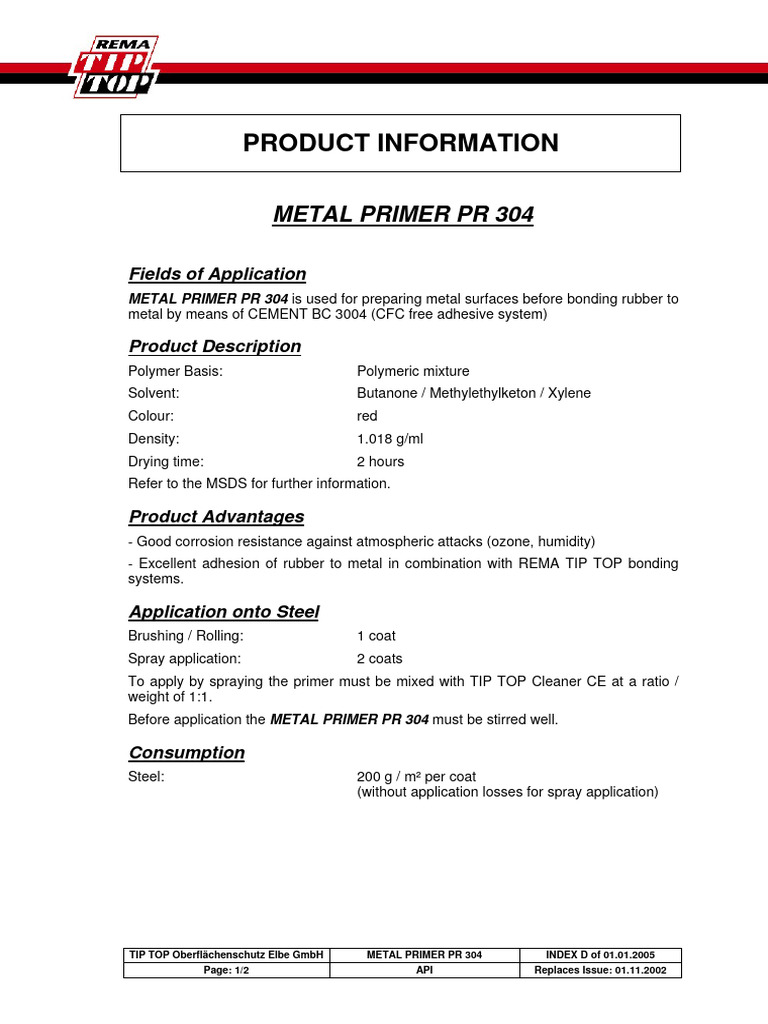Primer PR 304 | PDF | Metals | Adhesive