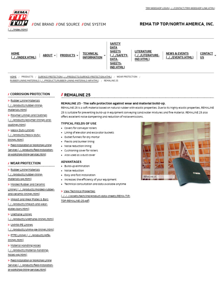 Remaline 25 - Rubber Lining Materials - Rema Tip Top | PDF | Natural ...