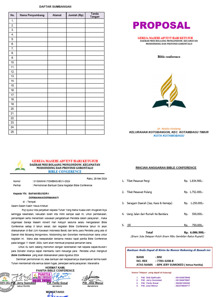 Proposal Dana Bible Conference 2024 | PDF