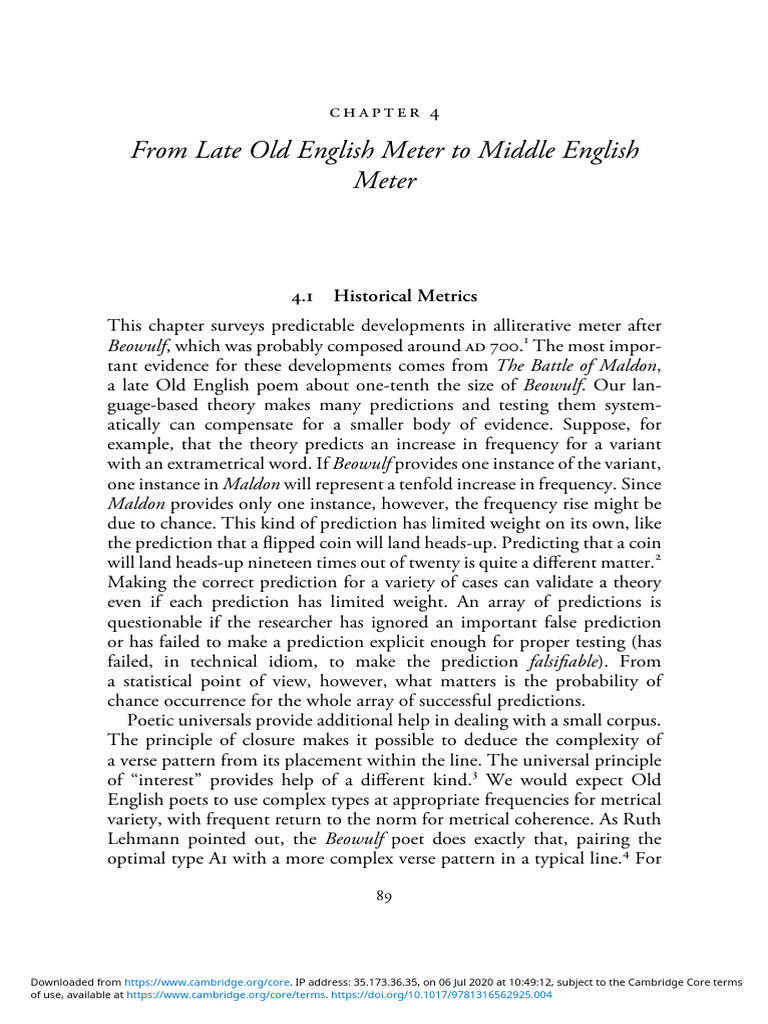 The Evolution of Verse Structure in Old | PDF | Metre (Poetry) | Stress ...