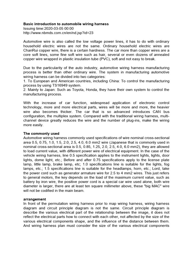 Introduction to Automotive Wiring Harness | PDF | Fuse (Electrical ...