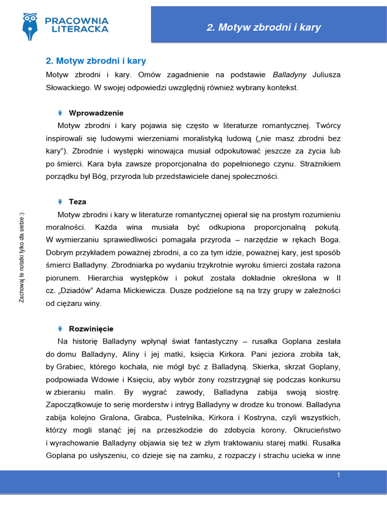 2 Motyw Zbrodni I Kary | PDF