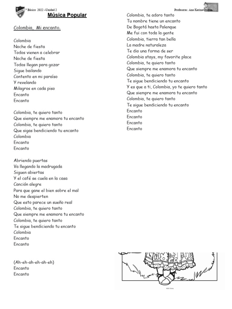 Colombia, Mi Encanto - Canción | PDF | Poesía