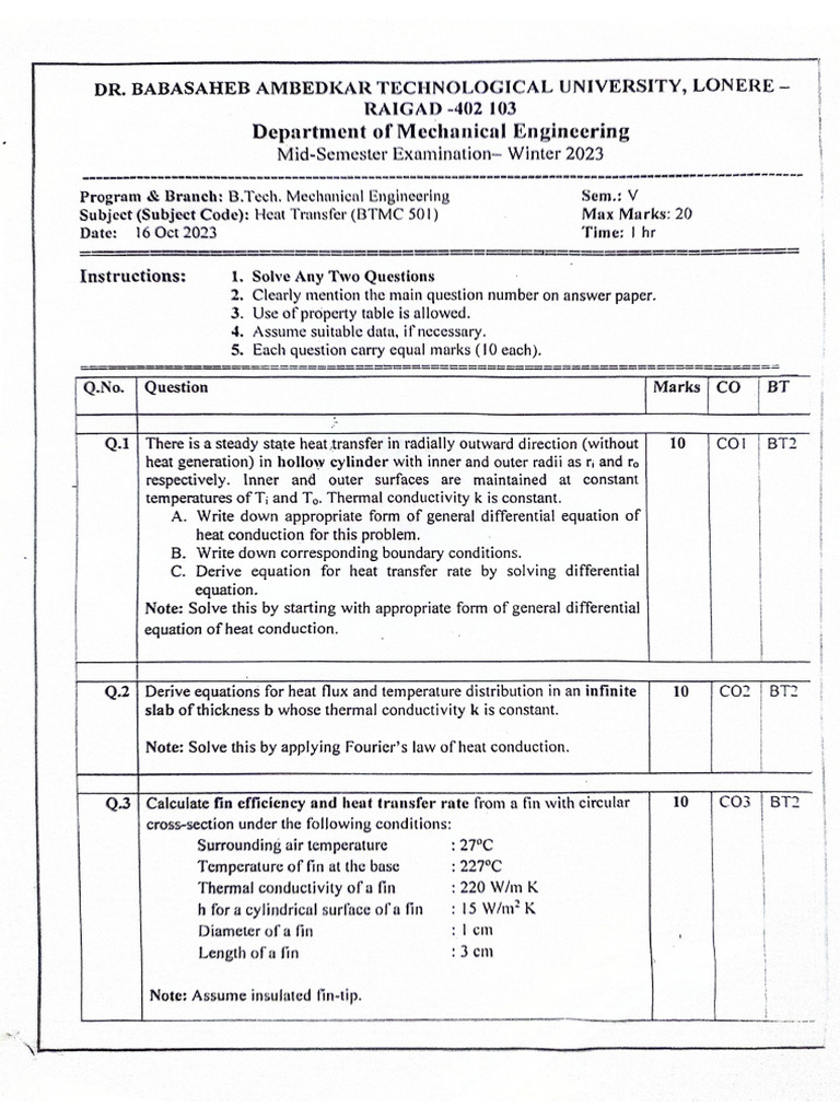 5th Sem Midsem Paper | PDF 5th Sem Midsem Paper | PDF