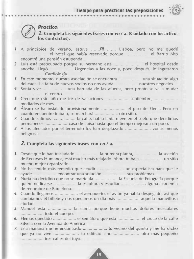 Preposiciones A EN | PDF