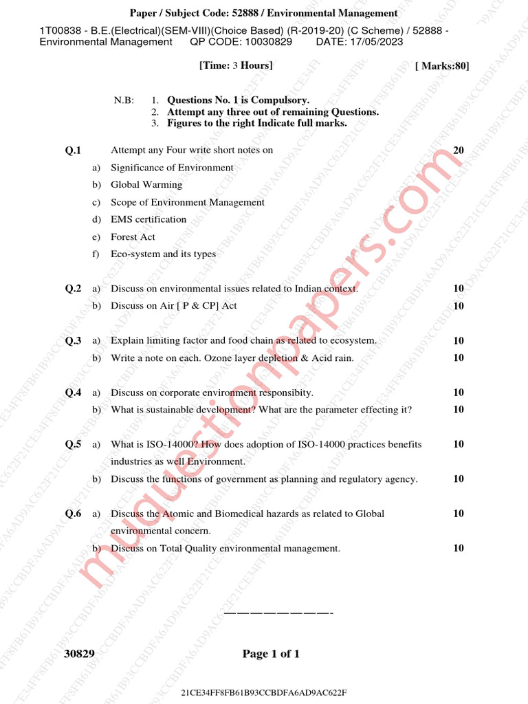 Be - Electrical Engineering - Semester 8 - 2023 - May - Iloc II Environmental Management Rev ...