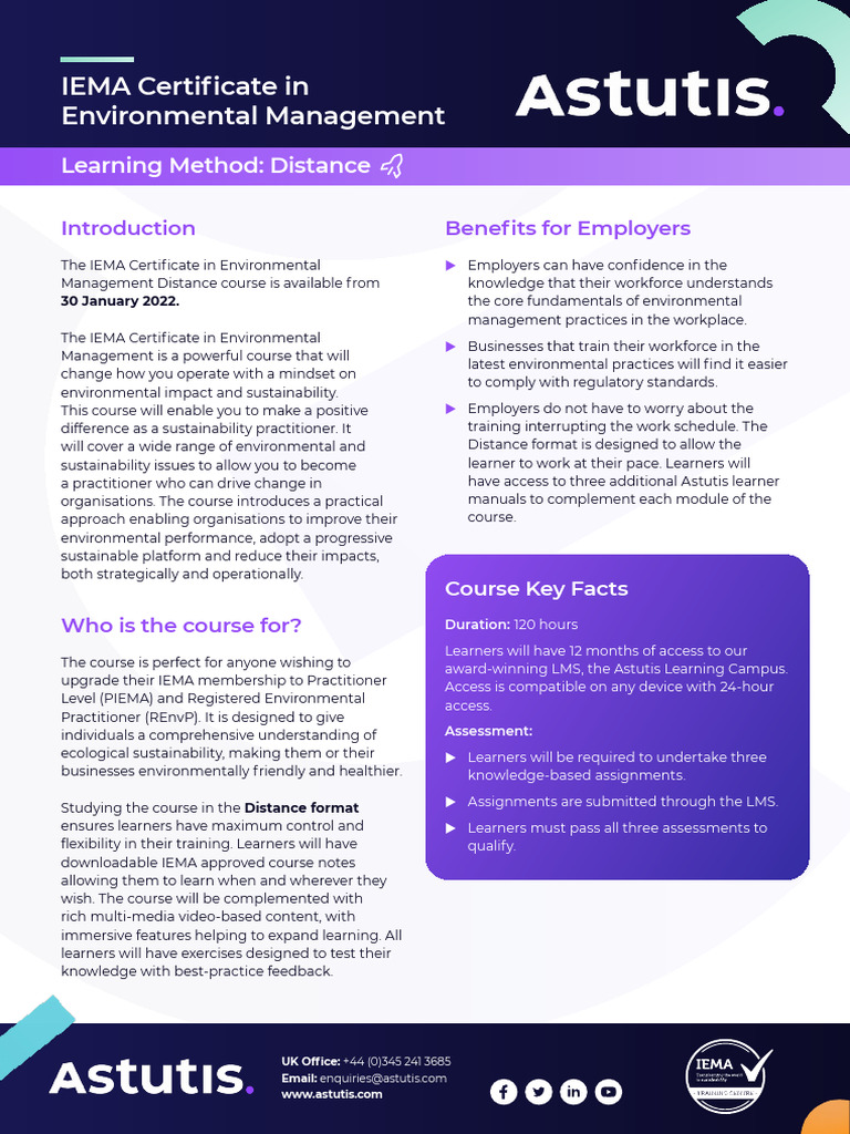 IEMA Certificate in Environmental Management - Fact Sheet - 23 | PDF | Learning