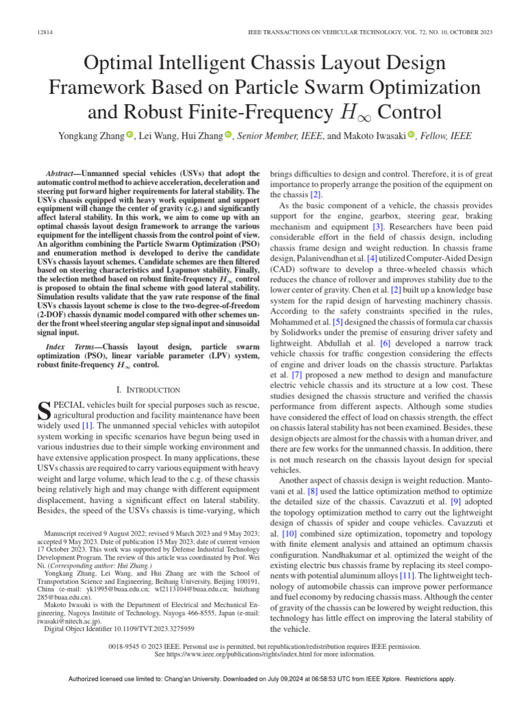 Optimal Intelligent Chassis Layout Design Framework Based on Particle ... Optimal Intelligent Chassis Layout Design Framework Based on Particle ...
