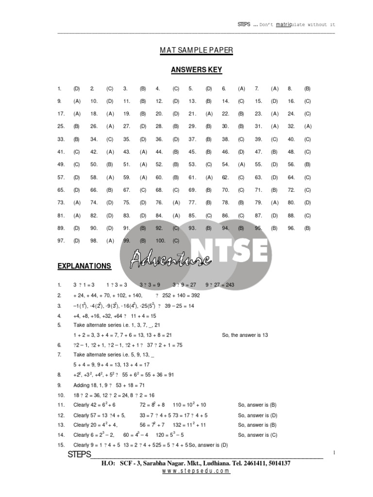 Mat Solutions | PDF | Mathematics | Elementary Mathematics