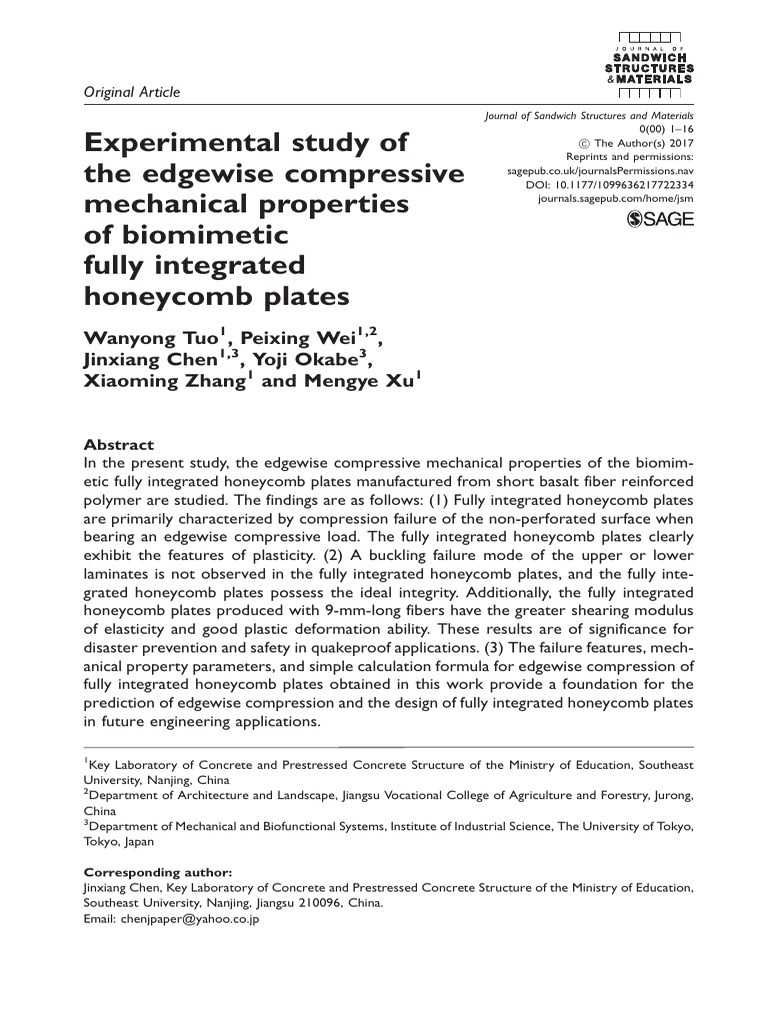 Experimental Study of The Edgewise Compressive Mechanical Properties of Biomimetic Fully ...