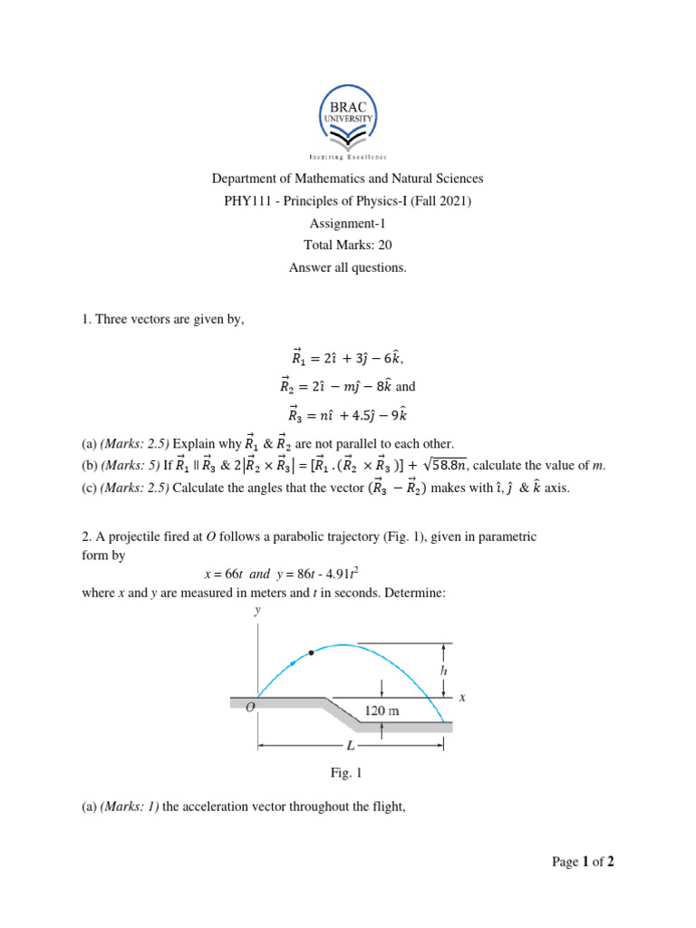 Assignment-1 PHY111 (FL2021) | PDF