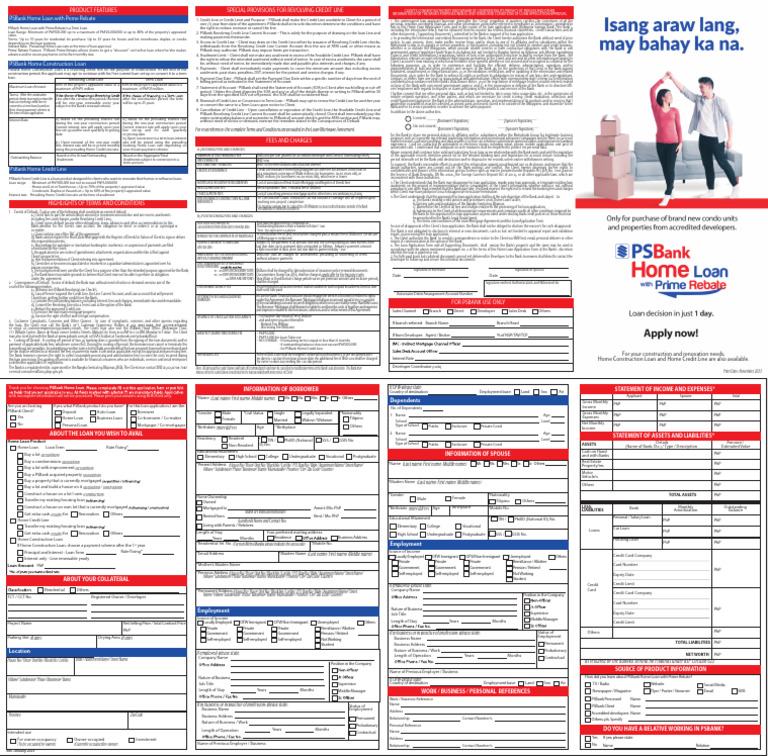 PSBank Home Loan Application Form | PDF | Loans | Mortgages