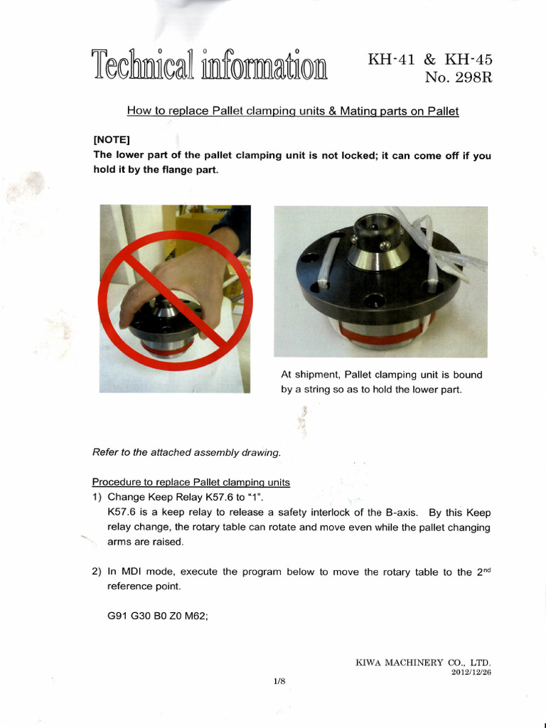 How To Replace Pallet Clamping Units &mating Parts On Pallet | PDF