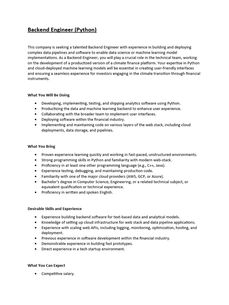 Backend Engineer | PDF | Cloud Computing | Software