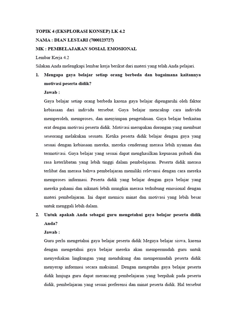 T.4 Eksplorasi Konsep LK 4.2 - Dian Lestari - Pse | PDF
