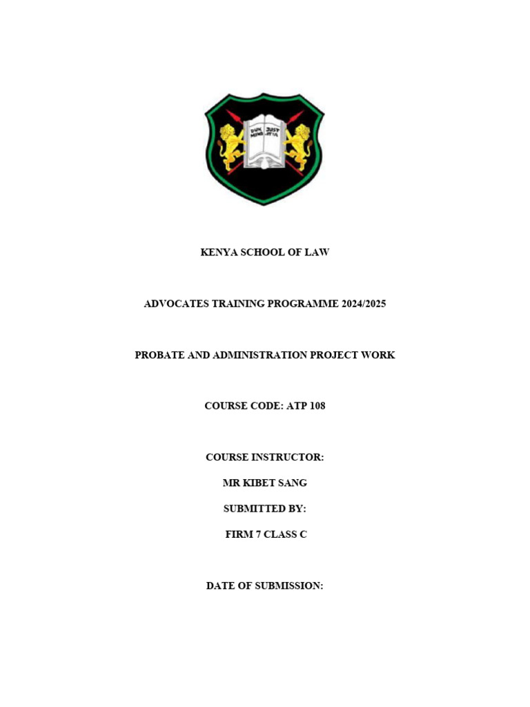 Draft Conveyancing Project Work 2024 Firm 7 Class C | PDF | Due ...