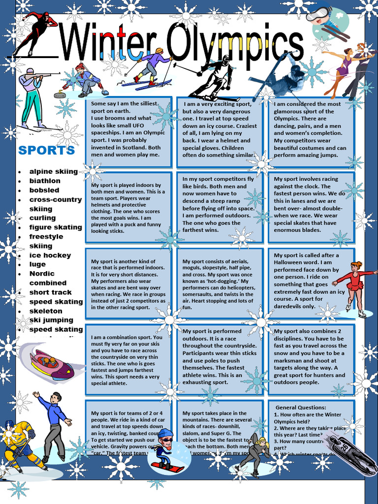 Winter Sports Reading Game | PDF | Racing | Individual Sports