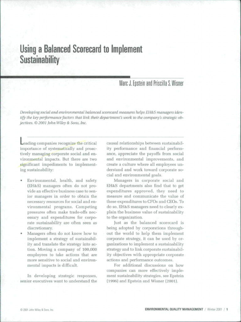 Sustainability Balanced Scorecard Insights | PDF | Performance ...
