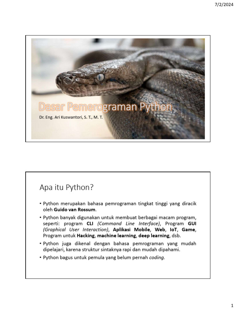 Dasar Pemerograman Python | PDF | Komputer