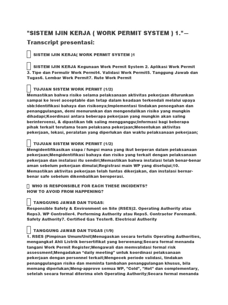 Sistem Ijin Kerja | PDF