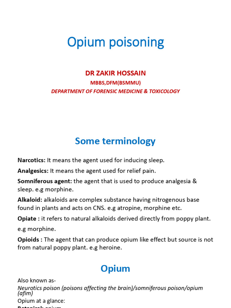 Opium Poisoning | PDF | Heroin | Morphine
