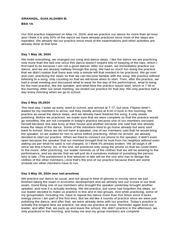 Pe - Narrative Report-Granadil | PDF