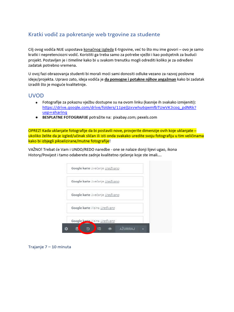 Kratki Podsjetnik-Vodič Za Izradu Projekta | PDF