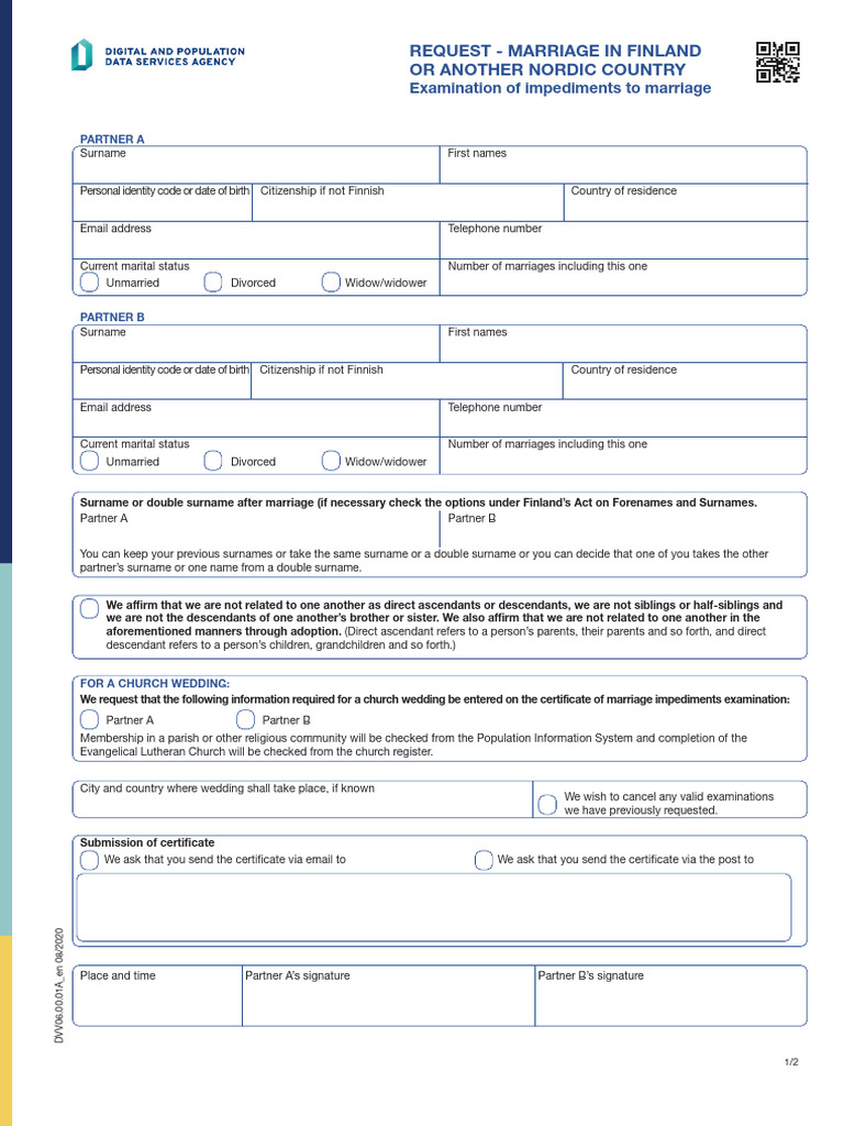 Request To Examine Impediments To Marriage - Marriage in Finland or ...