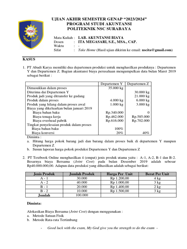 SOAL UAS Lab. Akbi | PDF