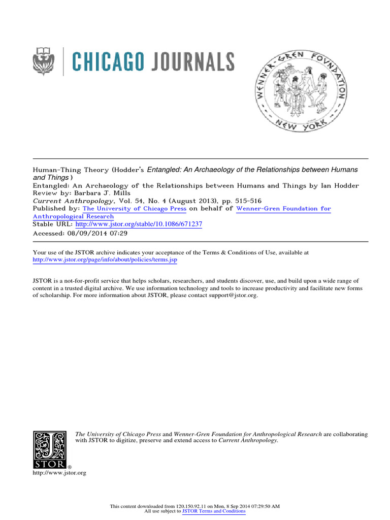 B - J - Mills - Human - Thing - Theory - Entangled - An Archaeology of ...