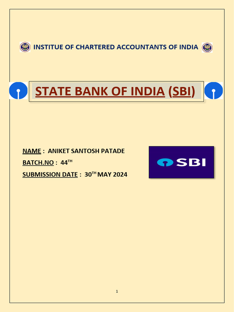 SBI Project Word File | PDF | Banking | Financial Services