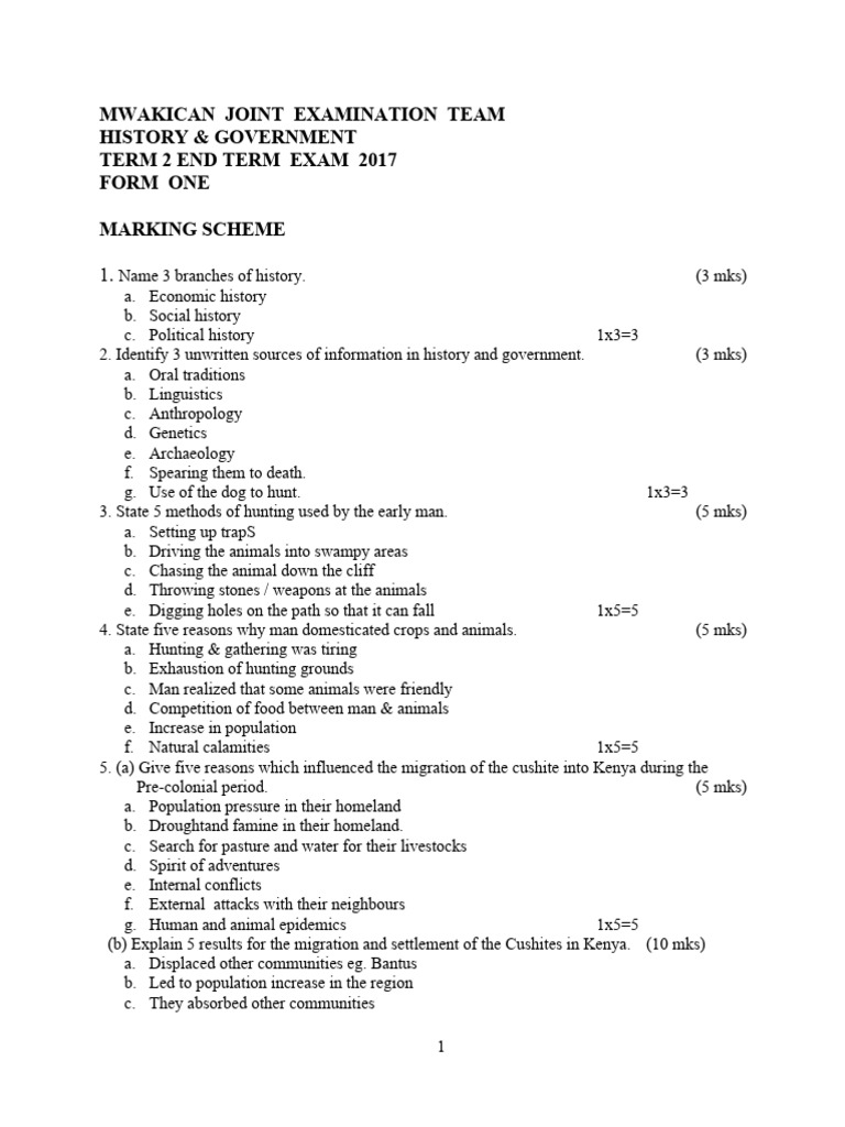 2882017f1a-Hist Form 1 Ms | PDF | Agriculture