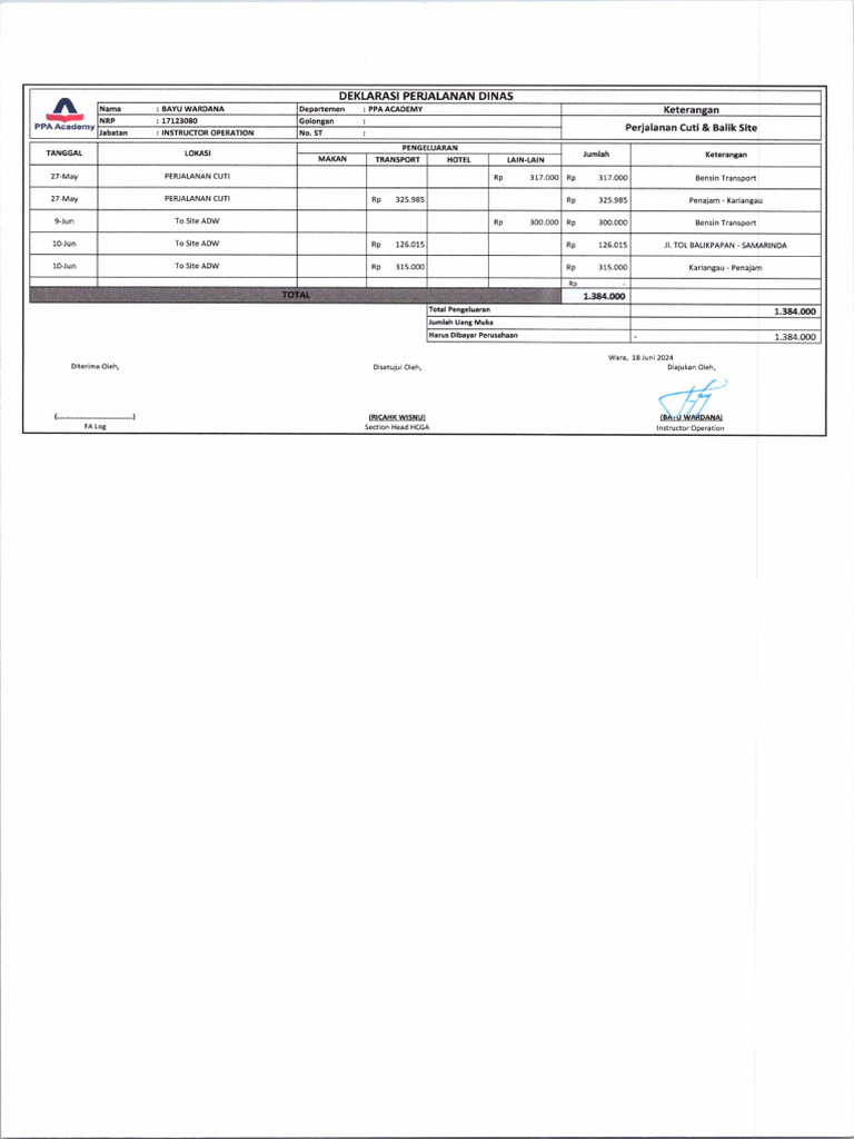 Deklarasi Bayu Wardana Mei - Juni | PDF