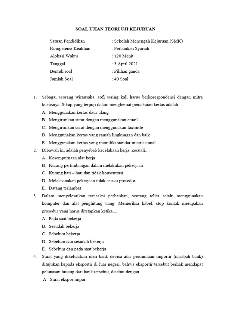 Soal Teori Ukk 2021 | PDF