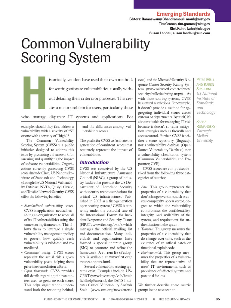 Understanding CVSS Framework | PDF | Vulnerability (Computing) | Cybercrime